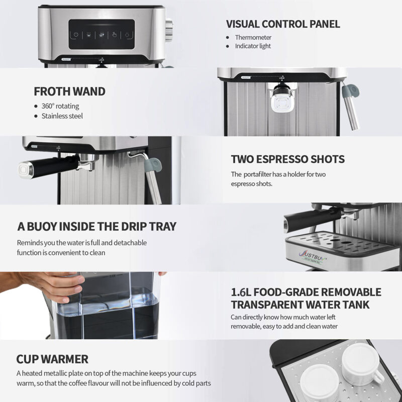 LCD Touch Espresso Coffee Machine Maker Semi-Automatic Pump With ...