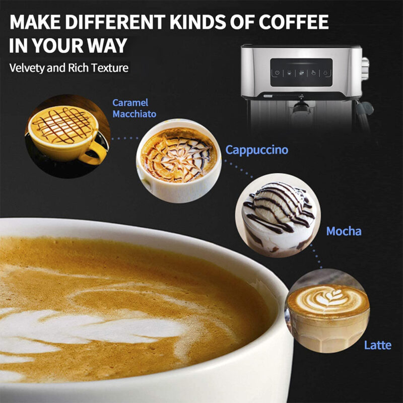 LCD Touch Espresso Coffee Machine Maker Semi-Automatic Pump With ...